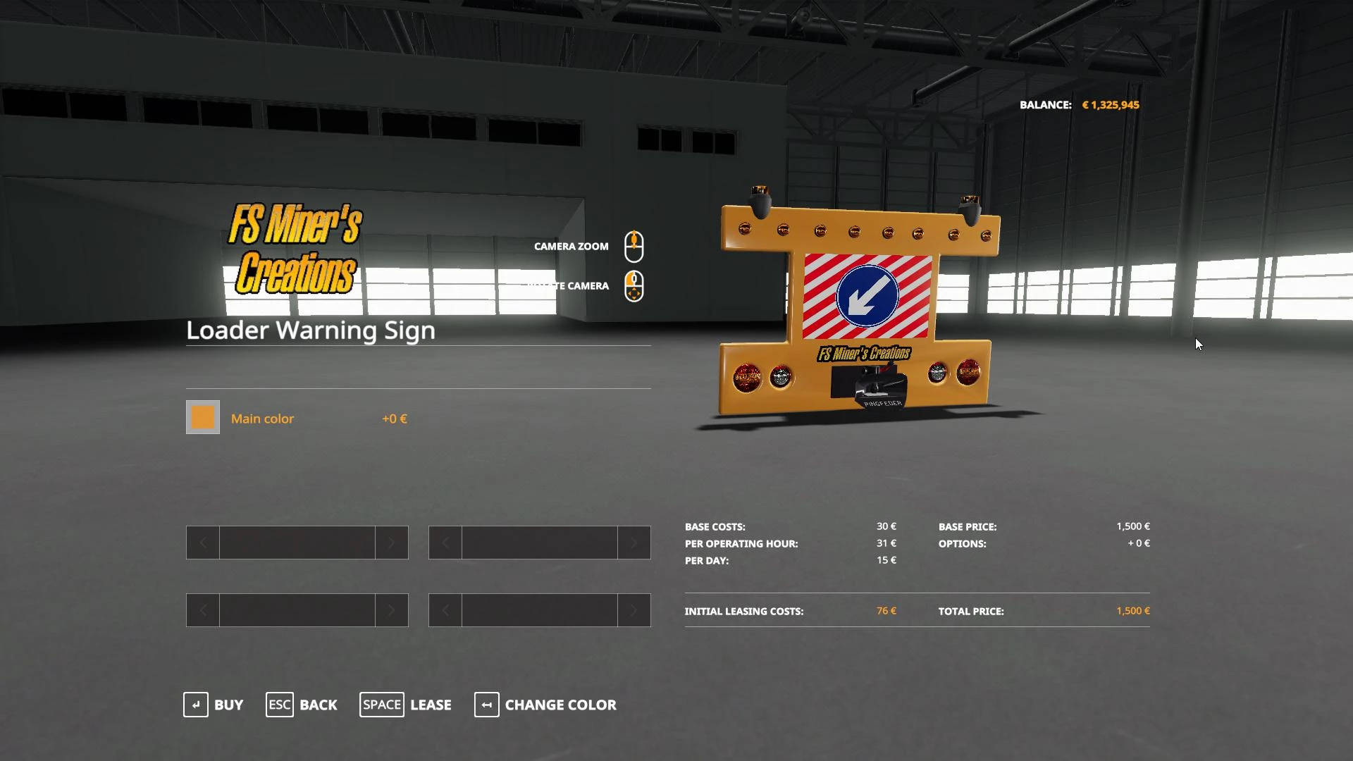 Rear Warning Sign For Wheel Loaders v 1.1 - FS 19