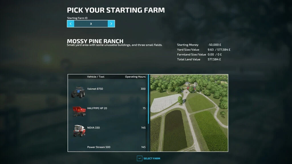 Pick Your Starting Farm v 1.1 - FS 22